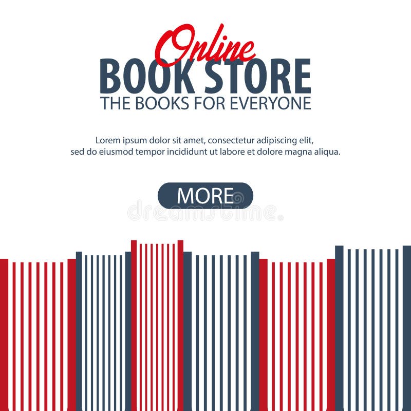 Banner Online Book Store. Stack of Books. Vector Illustration. Stock ...