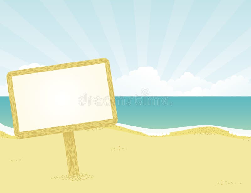 Banner op het Strand. vector illustratie. Illustration of overzees ...