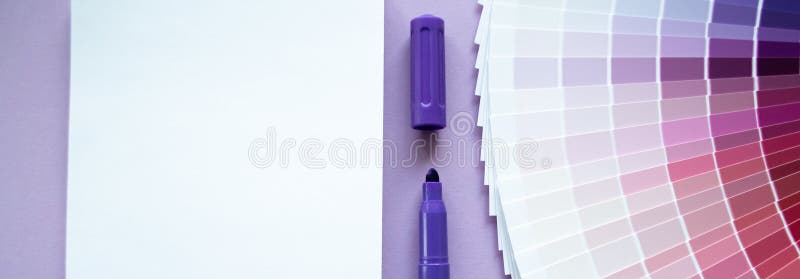 Banner with Paint Samples, Multicolors Swatch. Lilac Background ...
