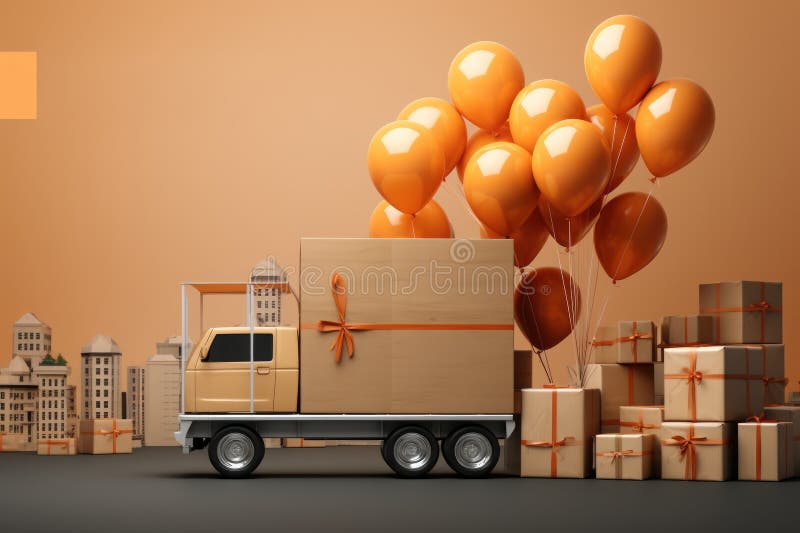 Banner for Parcels Delivery Company. Generative AI Stock Illustration ...