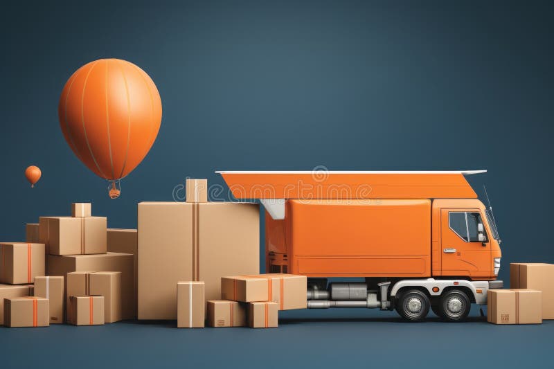 Banner for Parcels Delivery Company. Generative AI Stock Image - Image ...