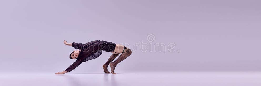 Banner. Performer Bending Backward with Expressive Motion Against Soft ...