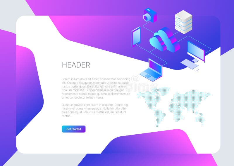 Banner Poster Vector Design Template Hitech Style. Isometric Cloud ...