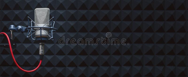 Banner with a Professional Microphone Stock Photo - Image of audio ...