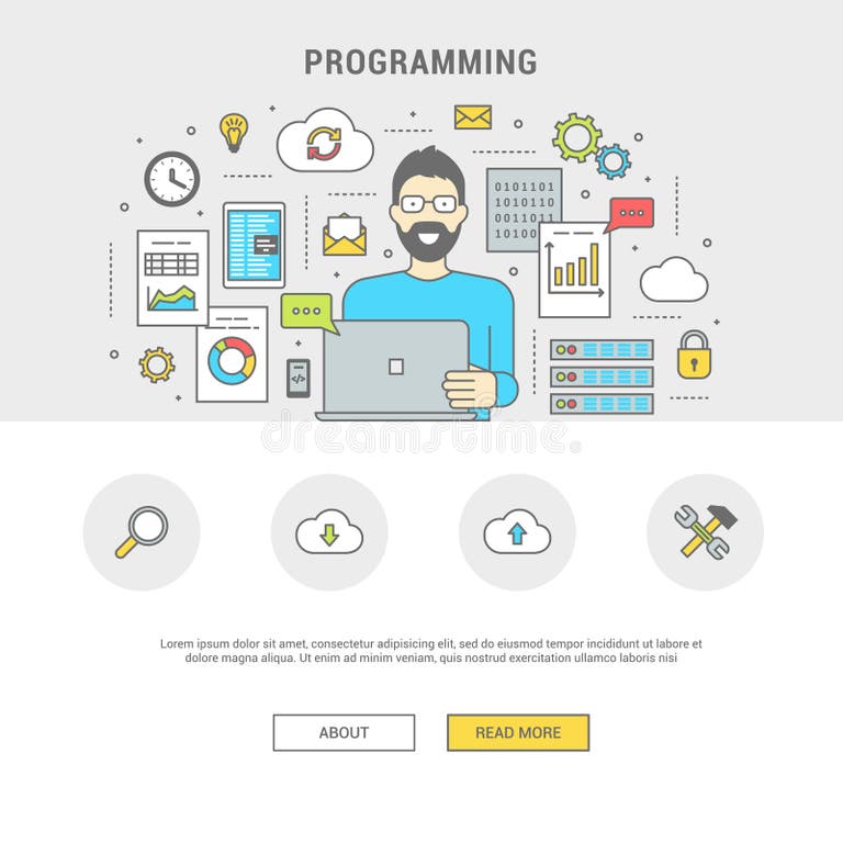 Banner Programmer Who Creates Computer Software Stock Vector ...