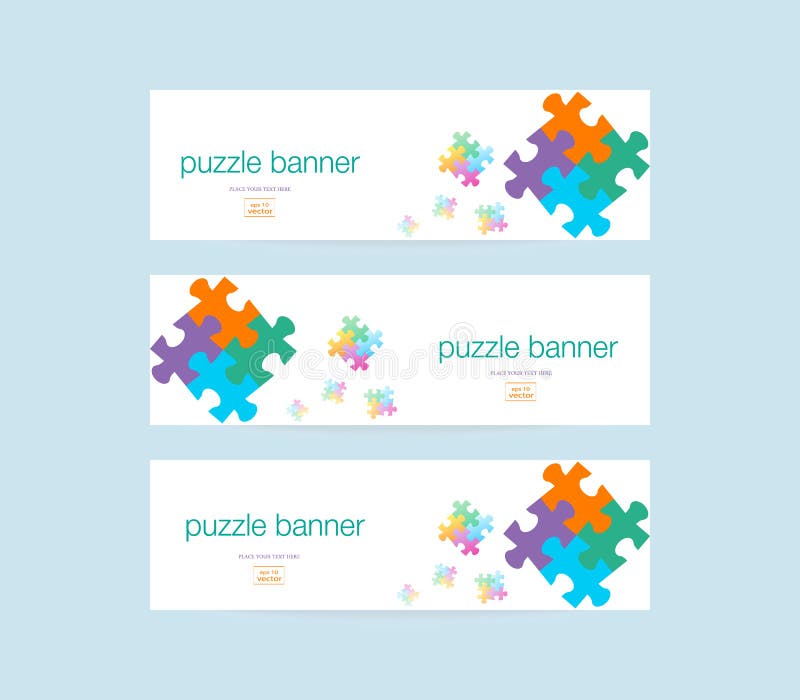 Banner with puzzle design stock vector. Illustration of colorful - 91237257