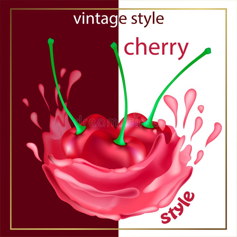 Banner with Realistic Cherry. Vector Illustration Stock Vector ...