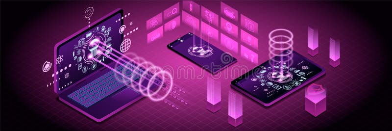 Banner of Realistic Device Mock Up and Metaverse Icons Stock Vector ...