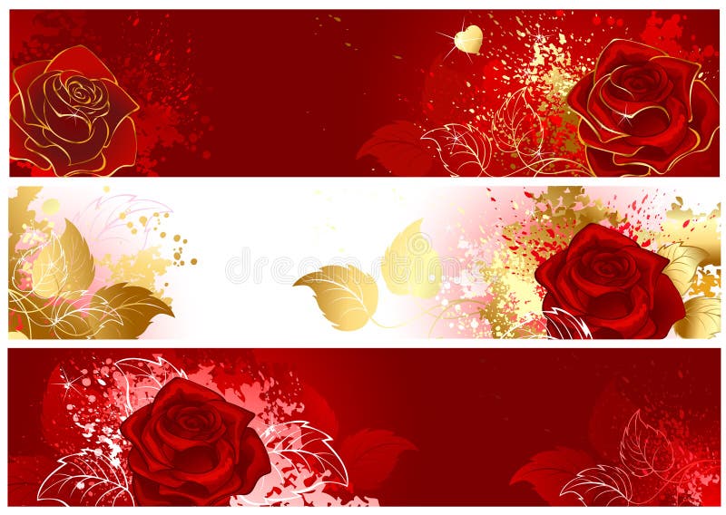 Banner with red roses stock vector. Illustration of banner - 28599315