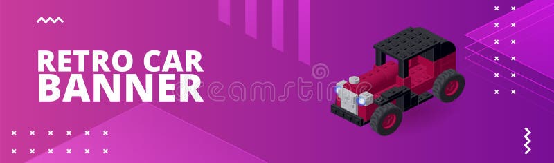Banner with Retro Car for Print and Design. Vector Illustration. Stock ...