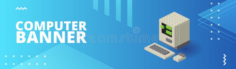 Banner with Retro Computer for Print and Design. Vector Illustration ...
