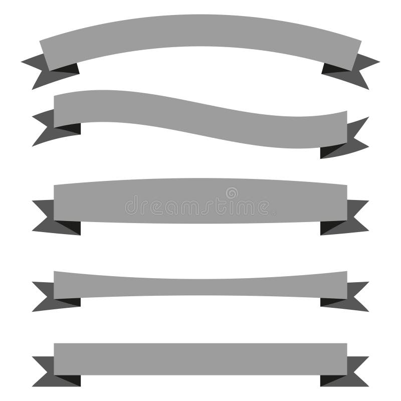 Banner Ribbon Set. Curved Ribbon Shapes. Retro Label Elements. Vector ...