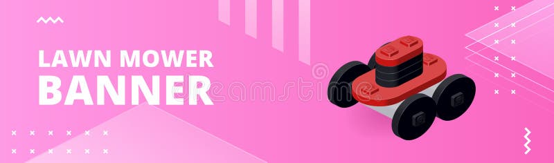 Banner with Robotic Lawnmower for Print and Design. Vector Illustration ...