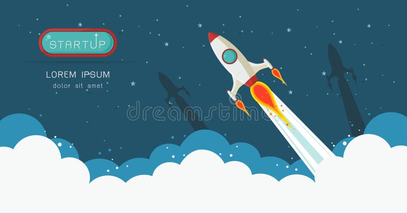 Banner of Rocket launch stock vector. Illustration of business - 98666118