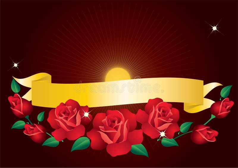 Banner and roses. stock vector. Illustration of object - 18817224
