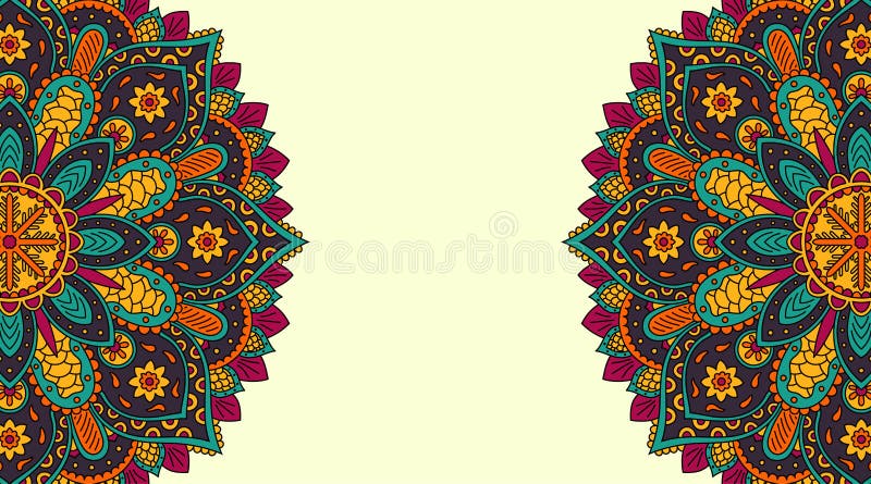 Banner with Round Floral Ornament. Stock Vector - Illustration of label ...