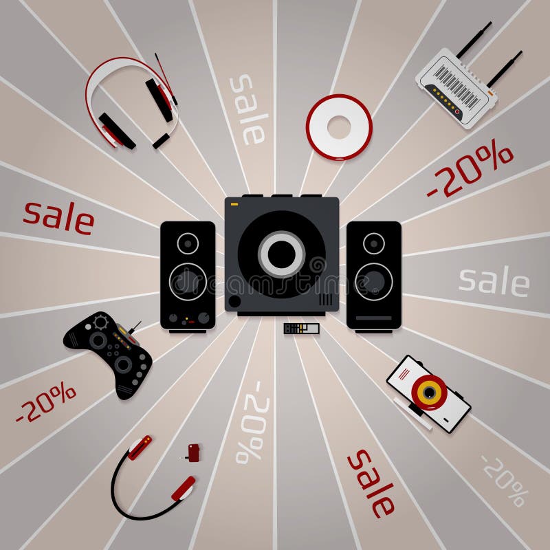 Banner for Sale with Multicolor Electronic Devices. Stock Vector ...