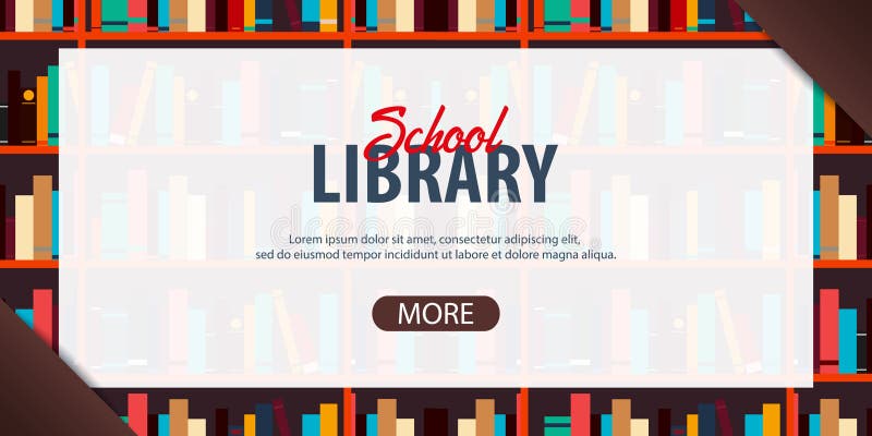 Banner School Library. Book Shelf or Bookcase on the Background. Stock ...