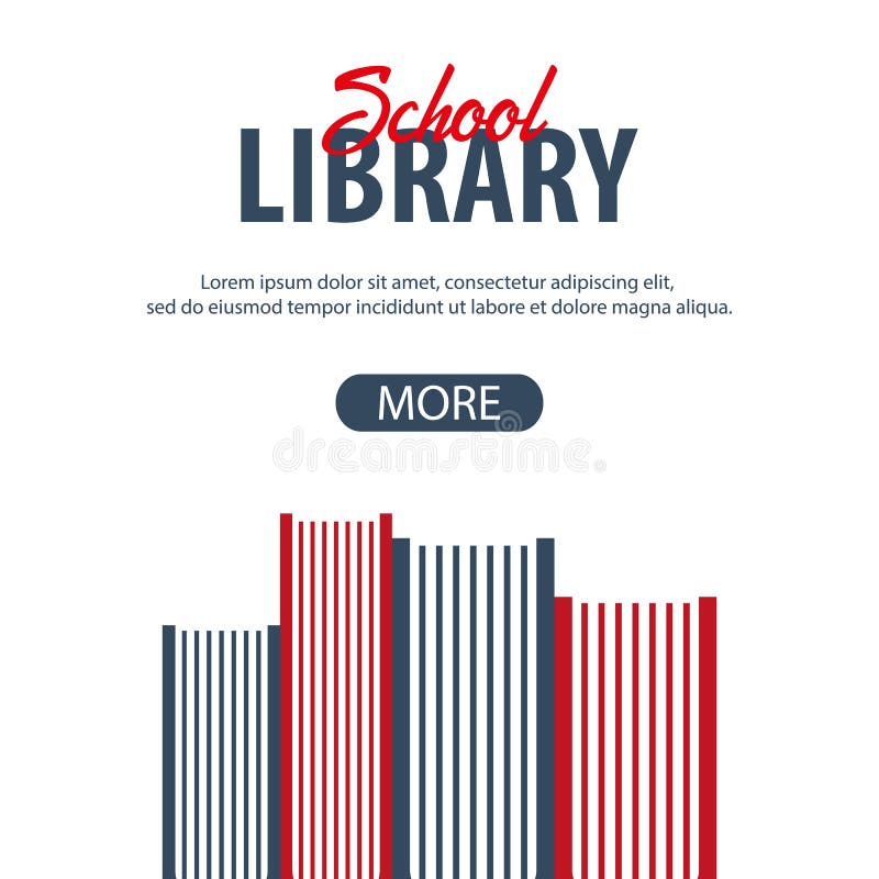 Banner School Library. Stack of Books. Vector Illustration. Stock ...