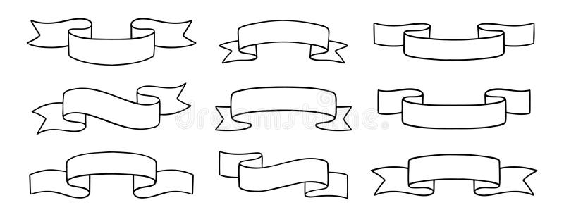 Banner Scribble Vintage Scroll Icon Doodle Hand Drawn. Middle Ages ...