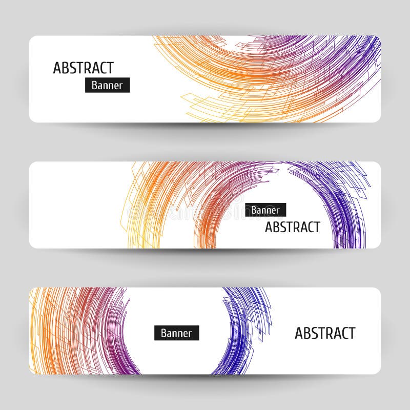 Banner Set with Abstract Linear Design. Stock Vector - Illustration of ...