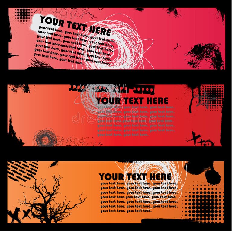 Banner set with scribble stock illustration. Illustration of modern ...