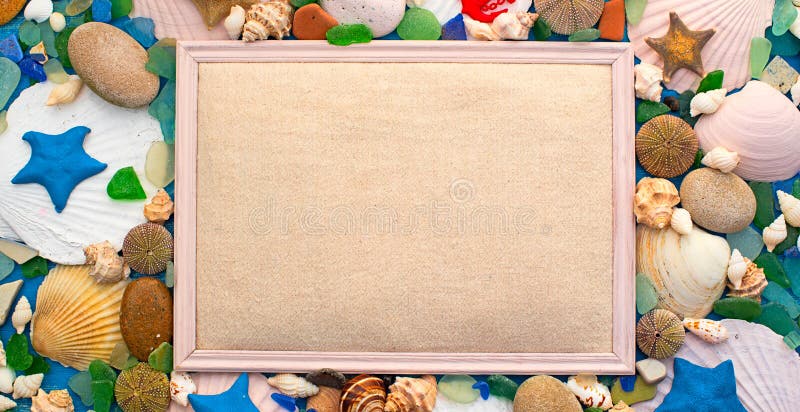 Banner Set Sea Shell Decorative Frame Place for Text. Stock Photo ...