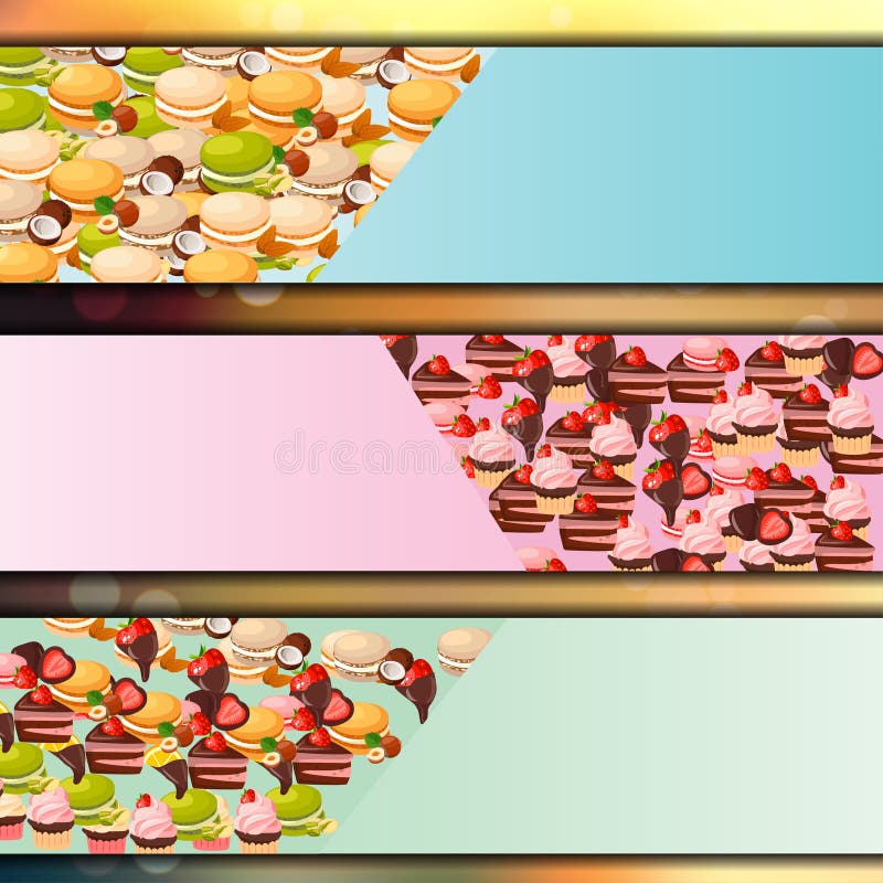 Banner set with sweets stock vector. Illustration of background - 90969162