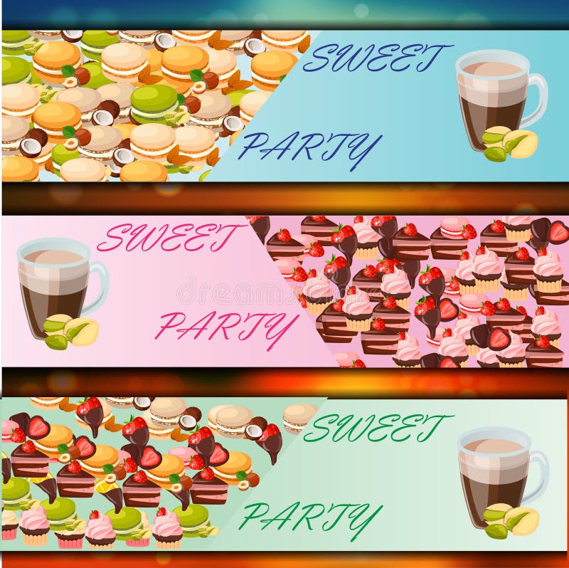 Banner set with sweets stock vector. Illustration of jasmine - 91214172