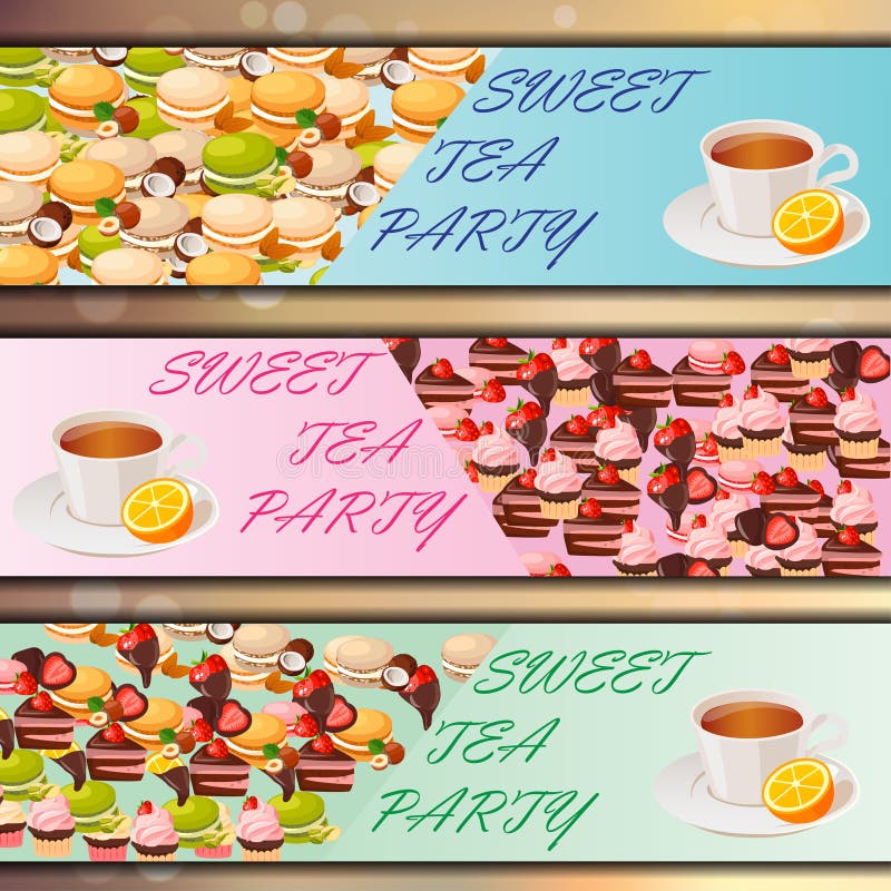 Banner set with sweets stock vector. Illustration of natural - 91233968