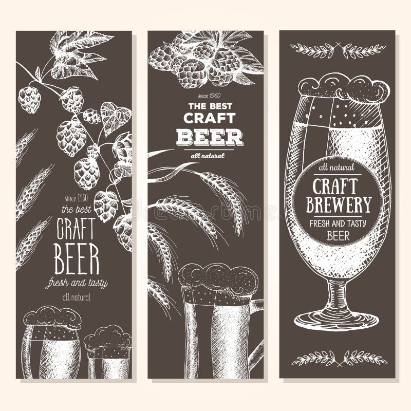 Banner Set. Vector Illustration in Sketch Style. Hand Drawn Beer ...