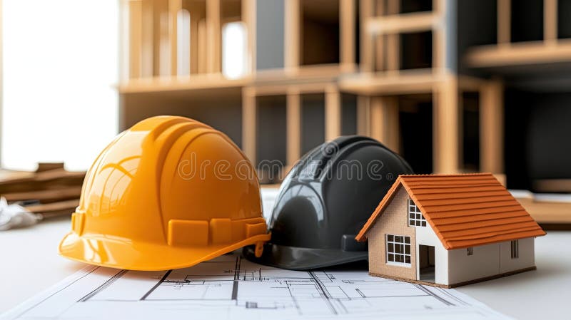 Banner Showcases Construction Helmet, Building Models, and ...