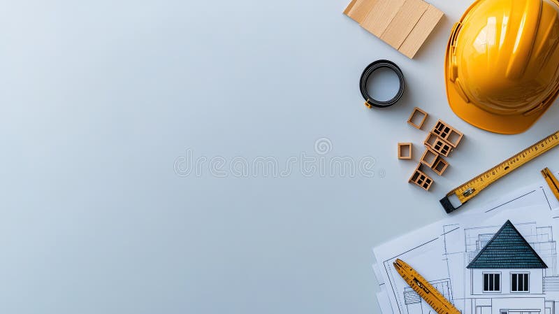 Banner Showcases Construction Helmet, Building Models, and ...