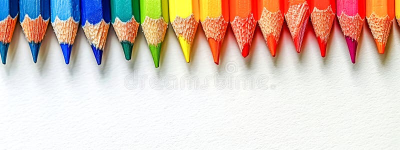 Banner Showcasing a Row of Colored Pencils in a Rainbow Gradient ...