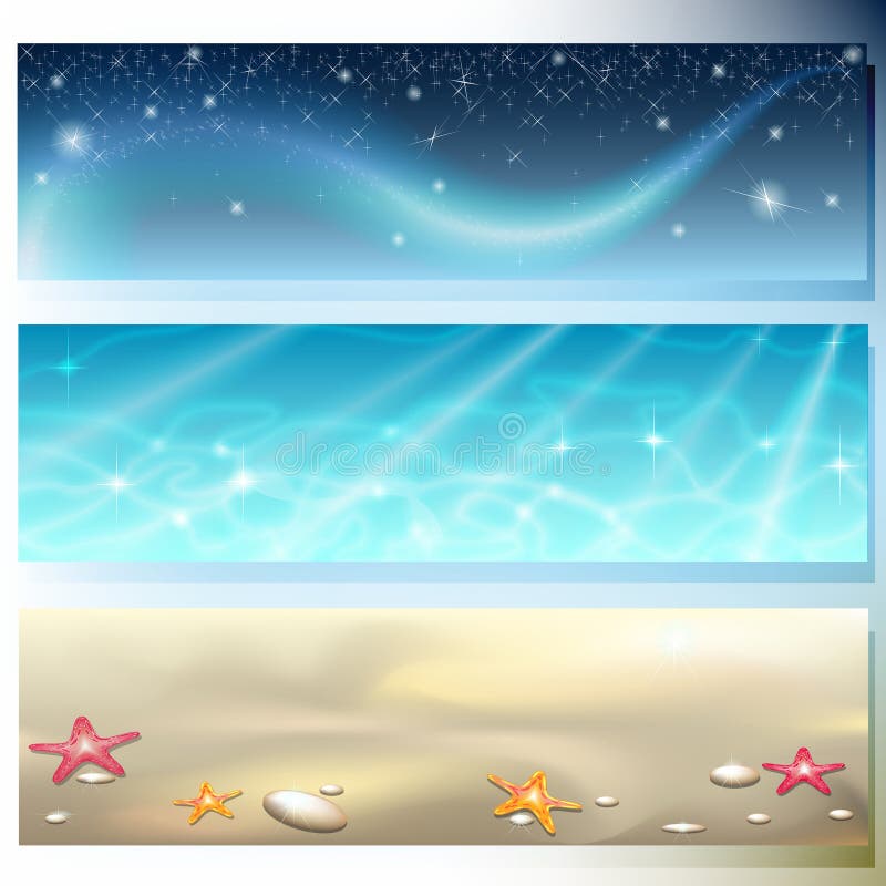 Banner with Sky, Sea and Sand Stock Vector - Illustration of azure ...