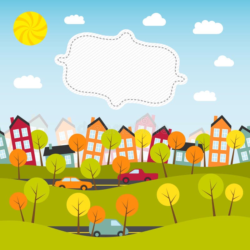 Banner with small town stock vector. Illustration of creative - 28791902