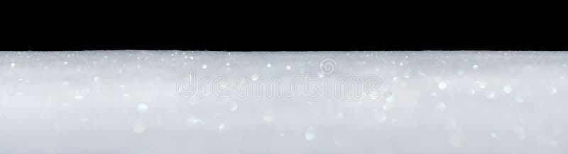 Banner of Smooth Sparkling Glittering White Snow Isolated on Black ...