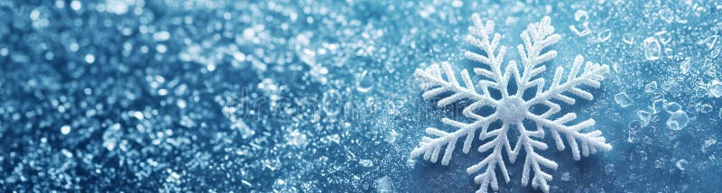 Banner Snowflake on Blue Snow Winter Background. Spacy Text Stock Image ...