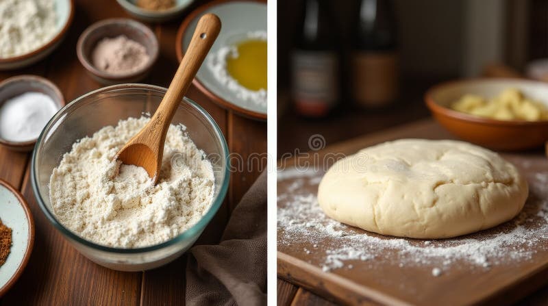 Banner with Split Screen of Baking Process in Progress Stock ...