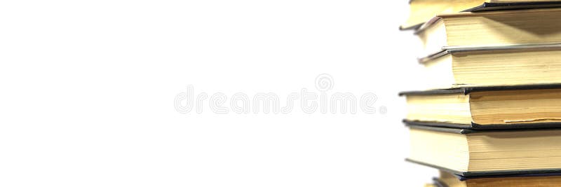 Banner, Stack of Books on a White Background. the Books are on Top of ...