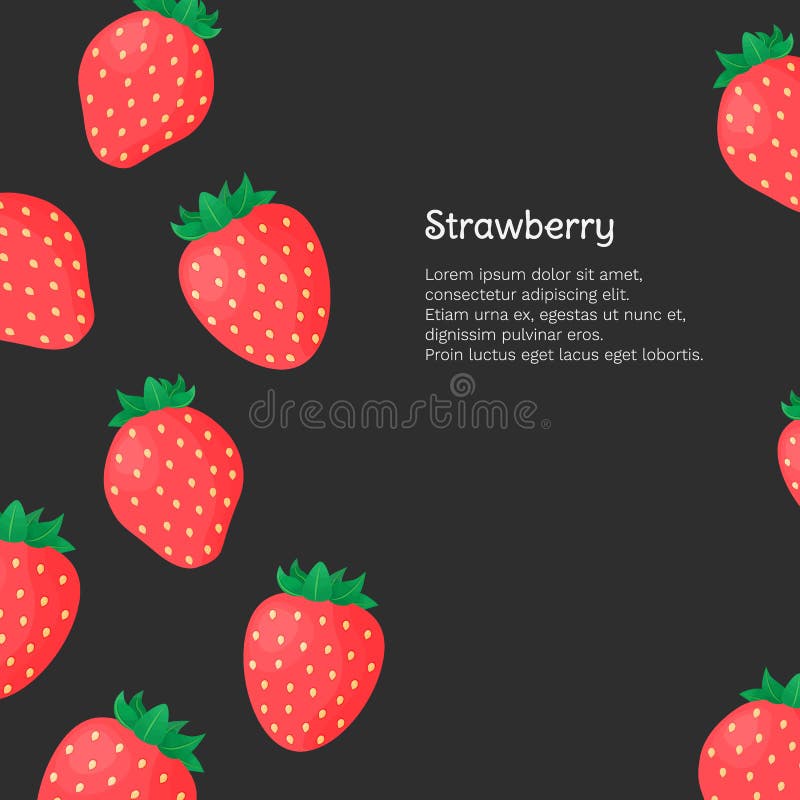 Banner with Strawberries and Place for Your Text on Black Background ...