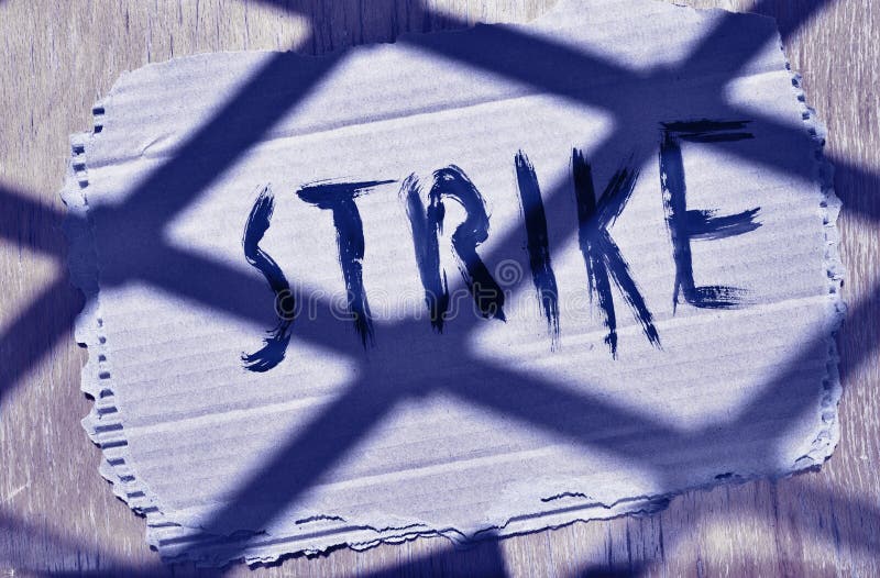Banner with strike word stock image. Image of cardboard - 250339747