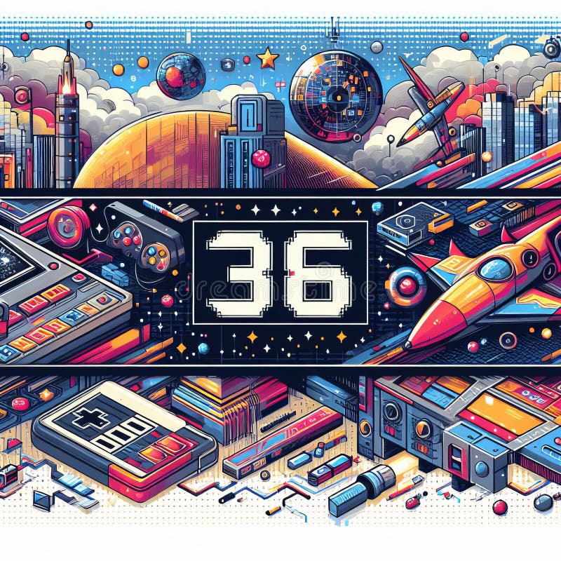 A Banner in the Style of a Retro Video Game Screen, Wi Stock Photo ...