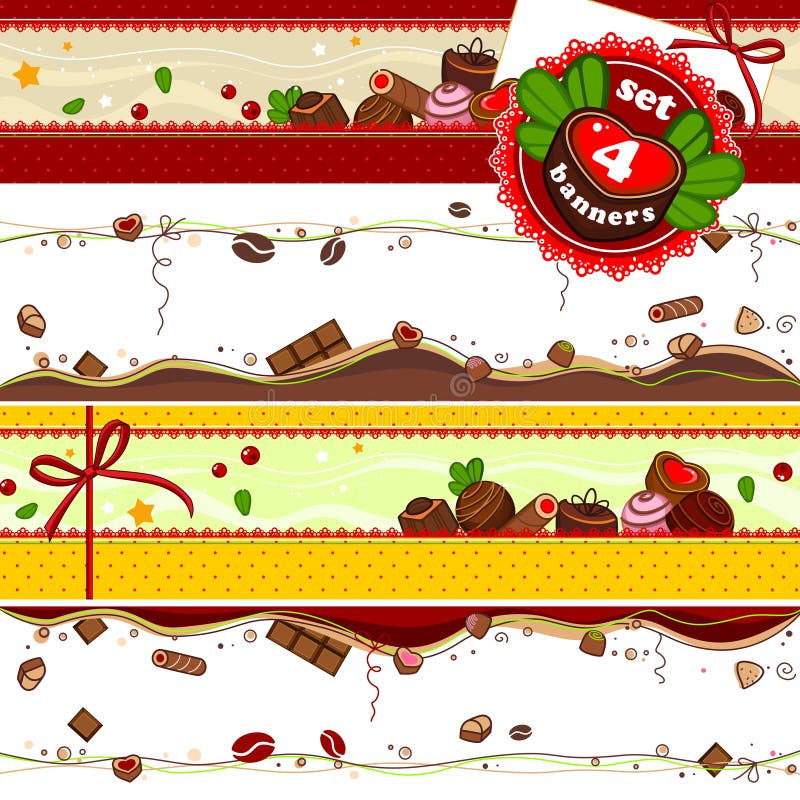 Banner of Sweets and Chocolate. Stock Vector - Illustration of dessert ...