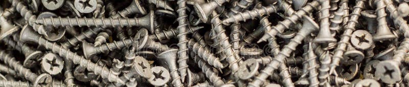 Banner of Tapping Screws Made of Steel for Construction As a Background ...