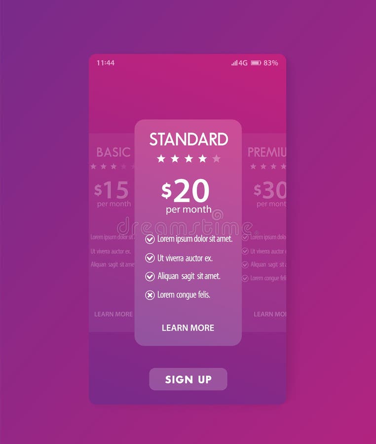 Banner for Tariffs with Prices, Mobile Template Stock Vector ...