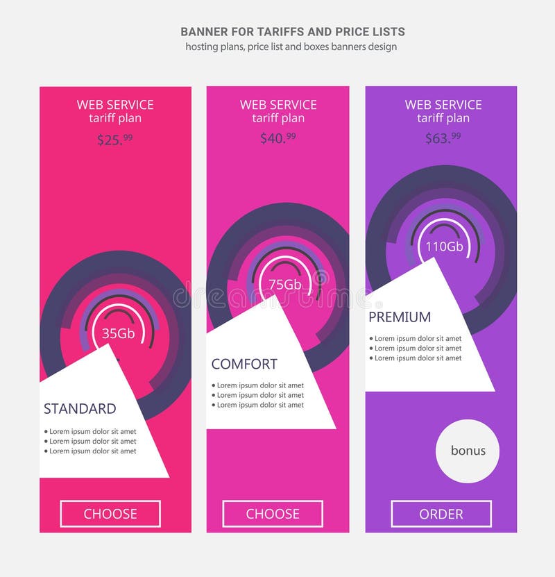 Banner for Tariffs, a Set of Pricing Tables and Boxes Stock Vector ...
