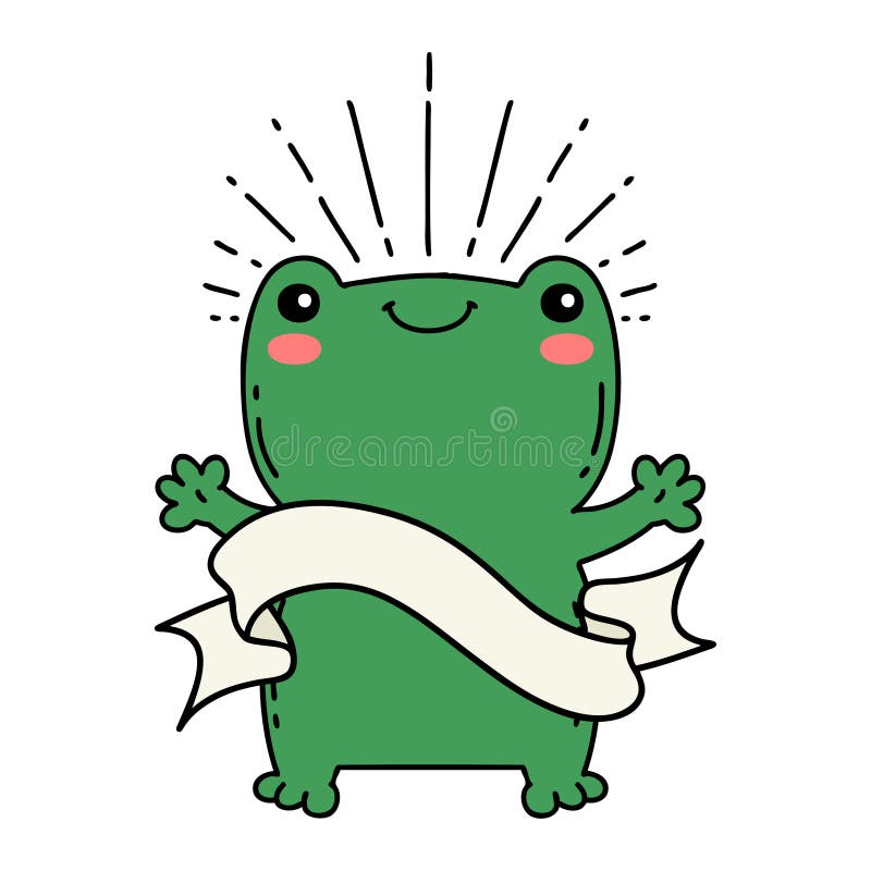 Banner with Tattoo Style Happy Frog Stock Vector - Illustration of ...