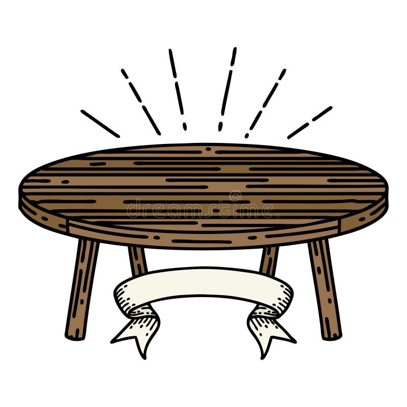 Banner with Tattoo Style Wood Table Stock Vector - Illustration of ...
