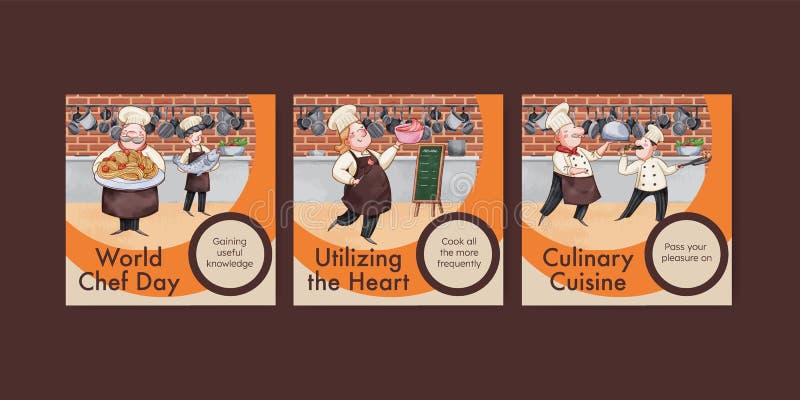 Banner Template with Chef Day Concept,watercolor Style Stock ...